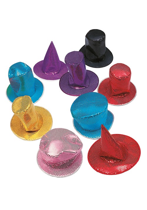 8-Inch Adult Blue Sequin Disco Accessory Hat | Disco Accessories