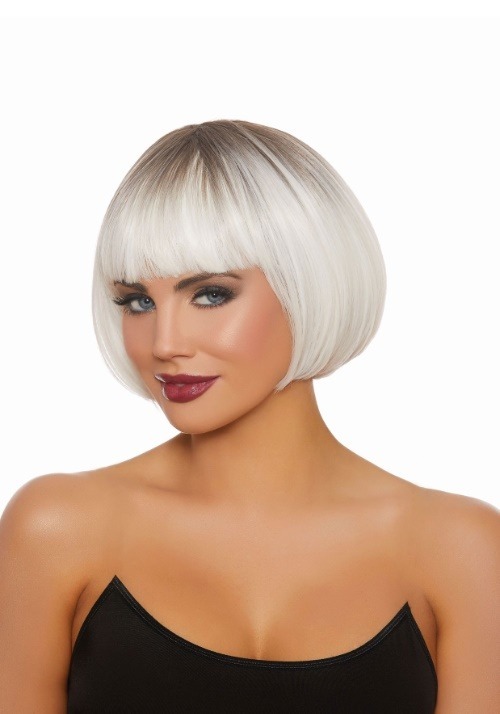 White Dip Dye Short Bob Women's Wig