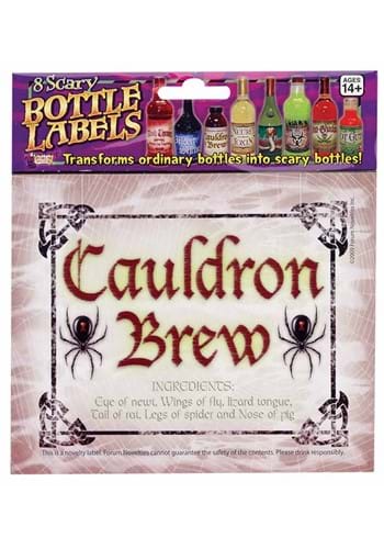 Set of Eight Scary Bottle Labels