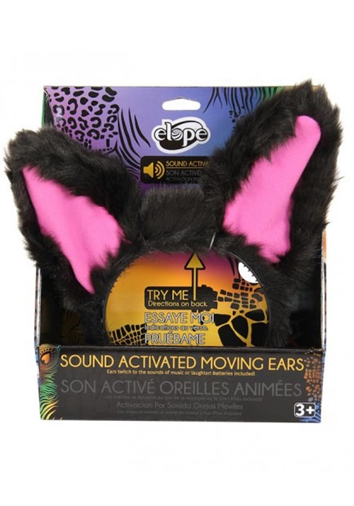 Cat Sound Activated Moving Ears Costume Headband | Black Cat Accessories