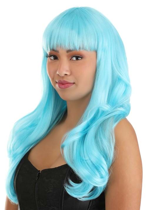 Full Light Blue Wavy Wig