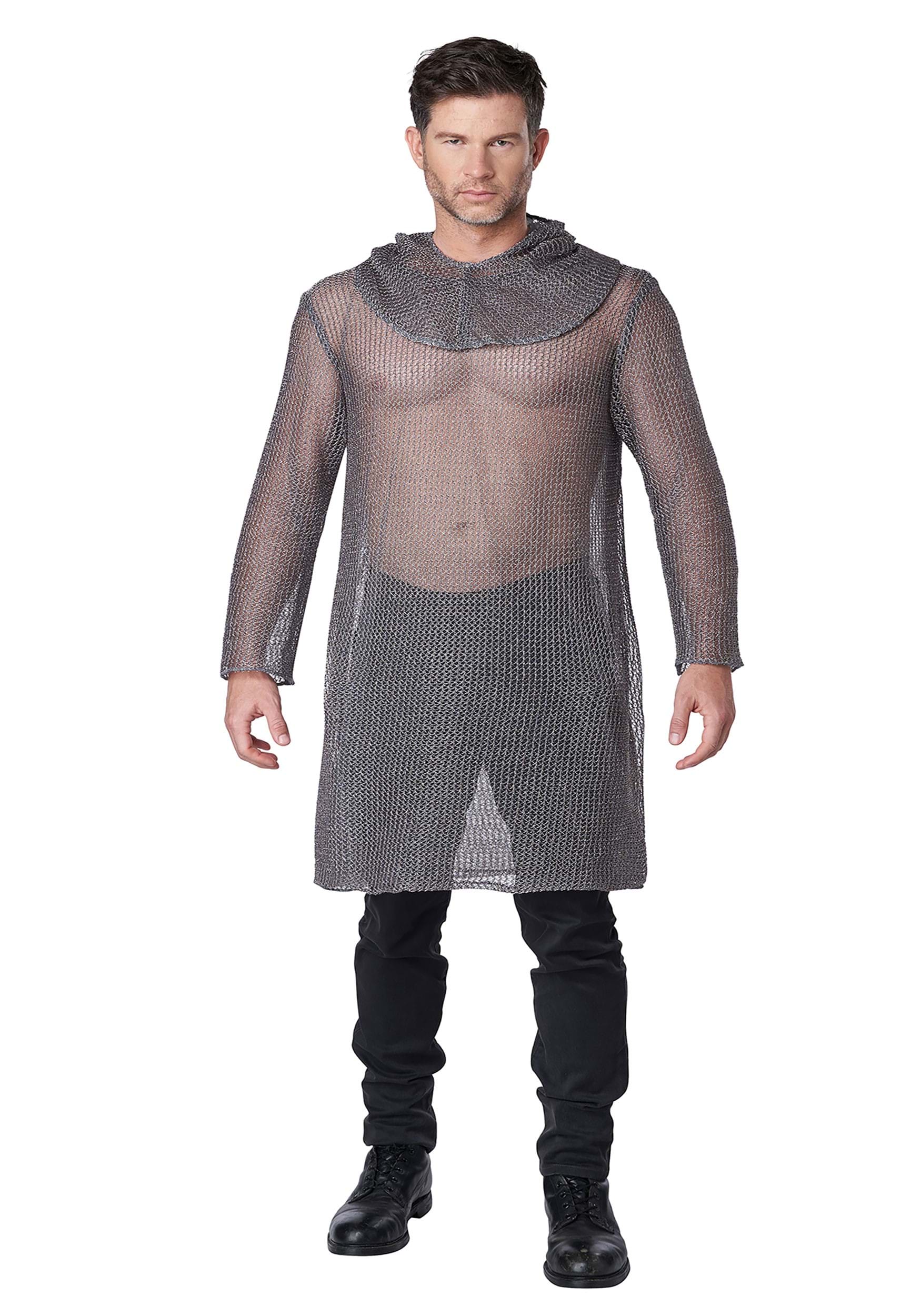 Adult Metallic Knit Chainmail Tunic & Cowl Costume
