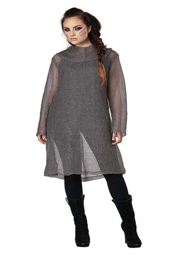 Adult Metallic Knit Chainmail Tunic & Cowl Costume