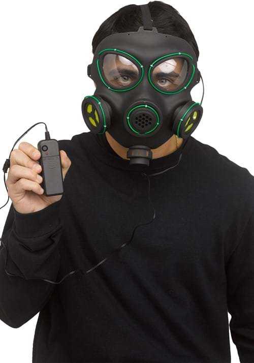 Light Up Adult Costume Gas Mask with Prop Respirator | Costume Masks