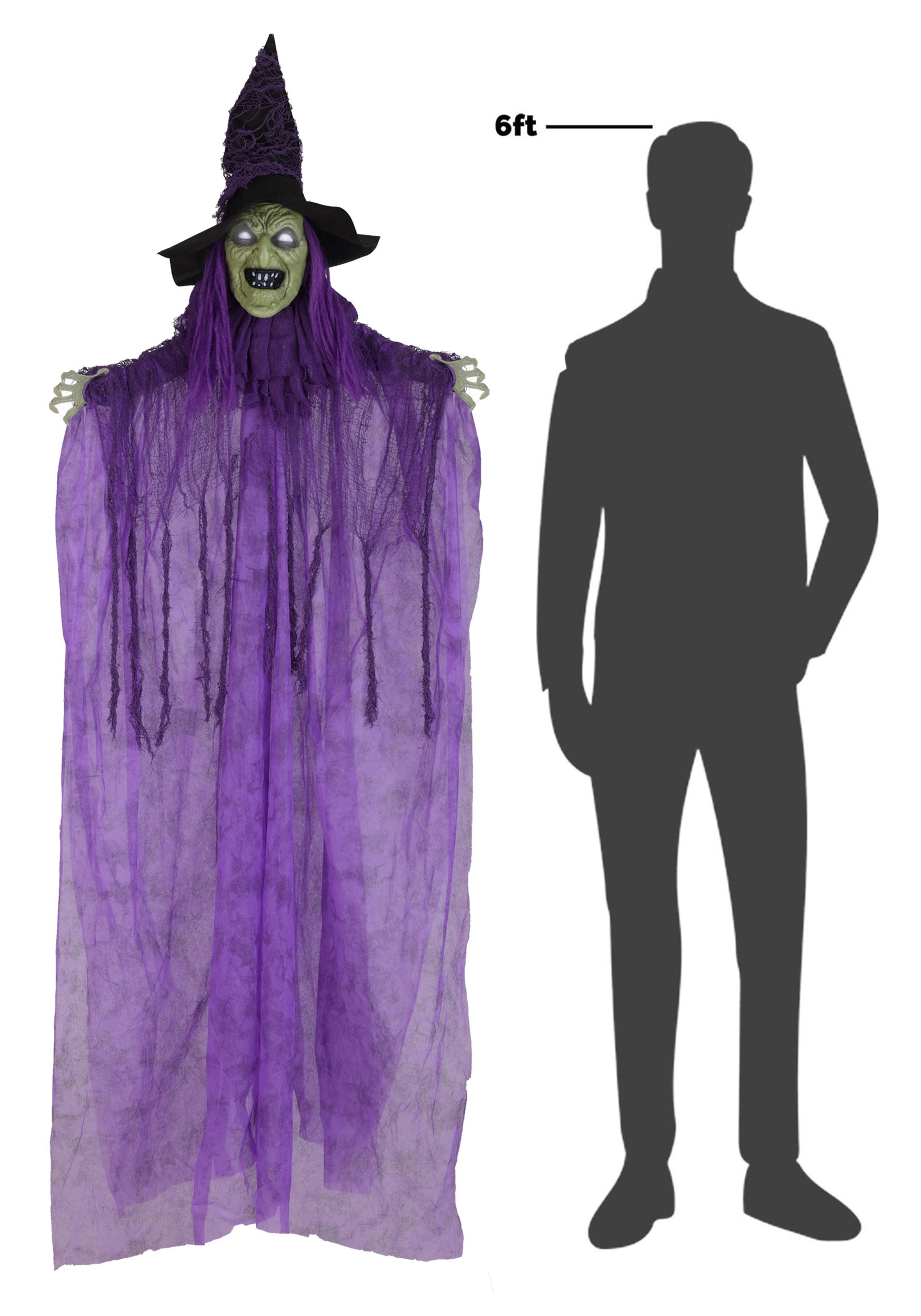 7FT Hanging Luxara the Lavender Witch Decoration | Scary Decorations